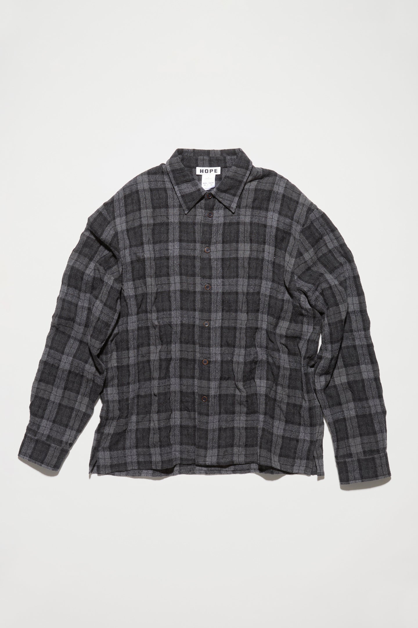 Relaxed Boxy Shirt Square Shirt In Tumbled Black Check HOPE STHLM Relaxed Boxy Shirt Square Shirt In Tumbled Black Check HOPE STHLM
