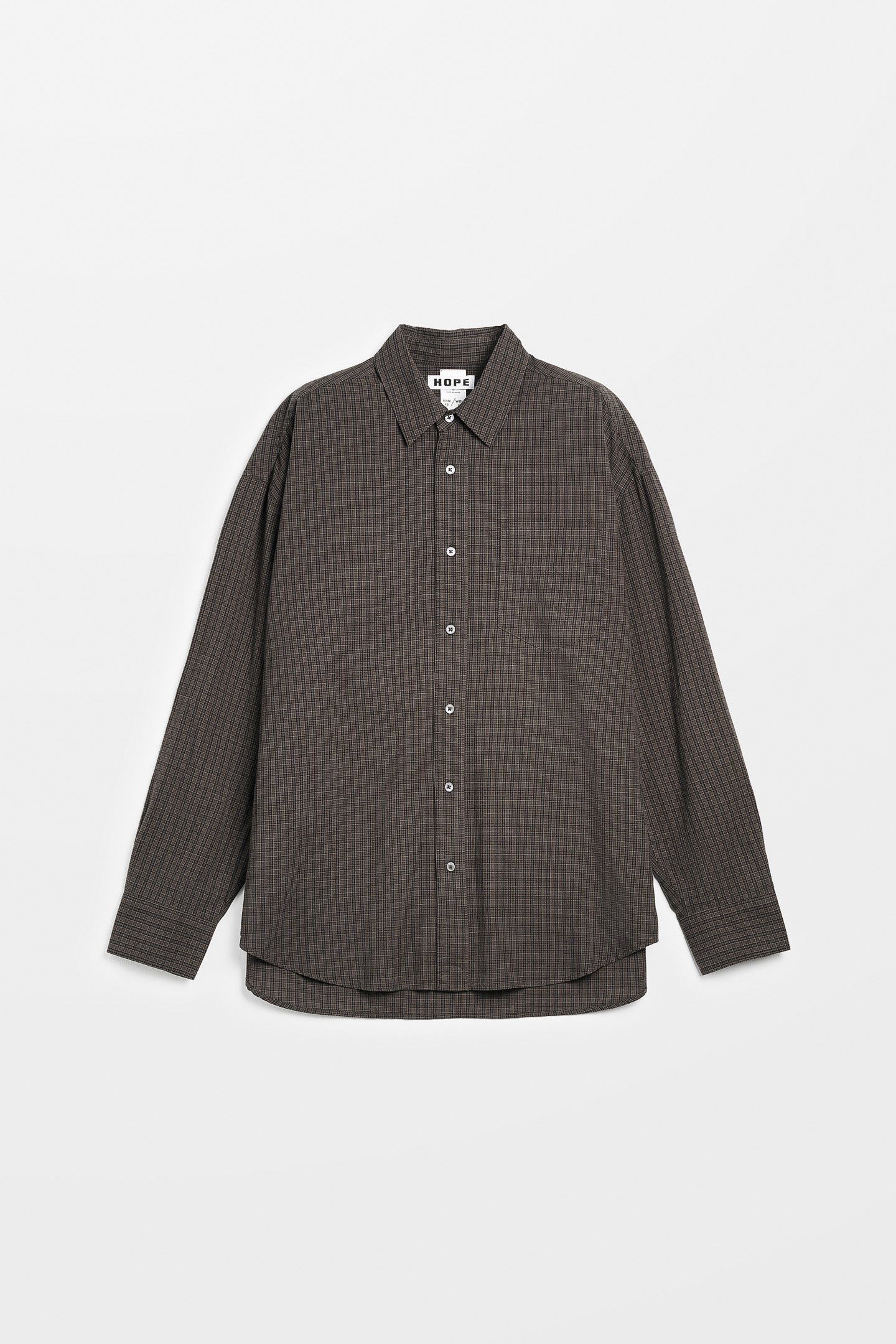 Wide-Fit Shirt in Warm Grey Micro Check – HOPE STHLM
